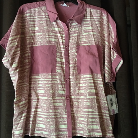 LuLaRoe | Tops | Lularoe Amy Button Top Pink Ivory Floral M Nwt | Poshmark